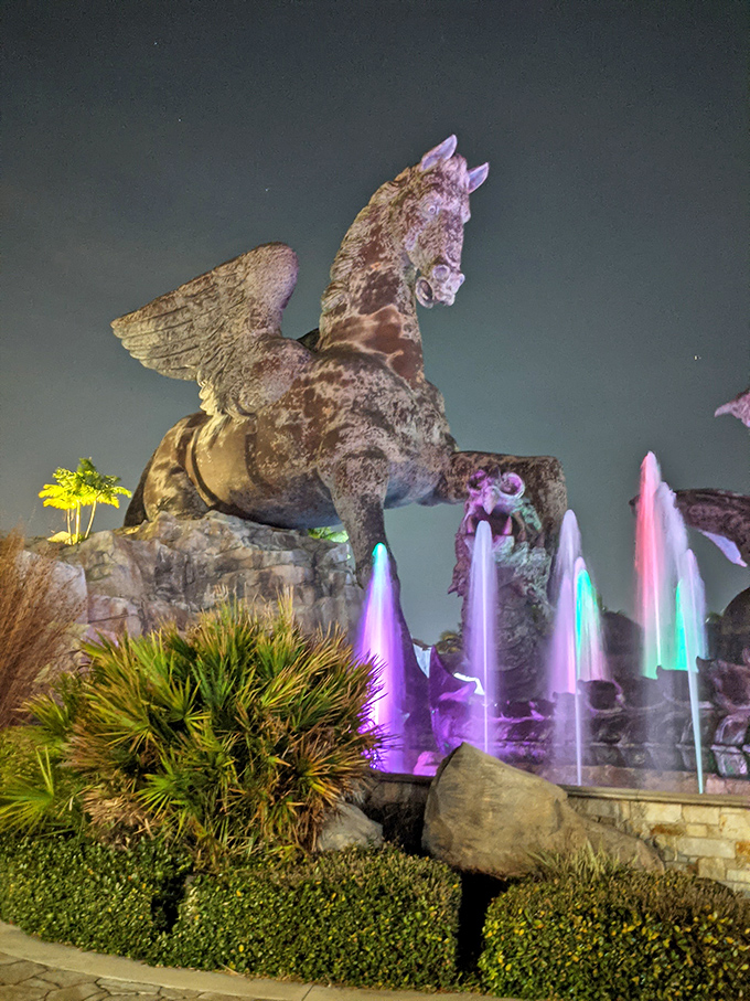 When regular fountains just won't do. These colorful water jets add magical ambiance to an already fantastical scene.
