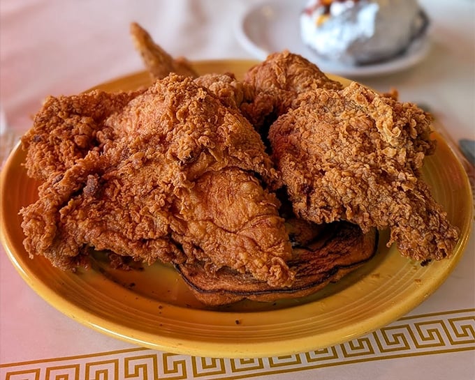 Golden fried chicken that would make the Colonel himself tip his hat in respectful culinary acknowledgment.