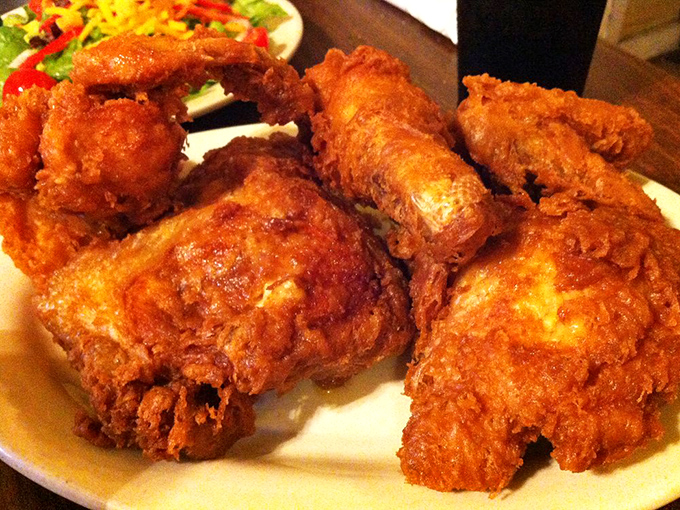 Golden-brown perfection that would make Colonel Sanders weep with envy. This isn't just fried chicken; it's a masterclass in crispy, juicy satisfaction.