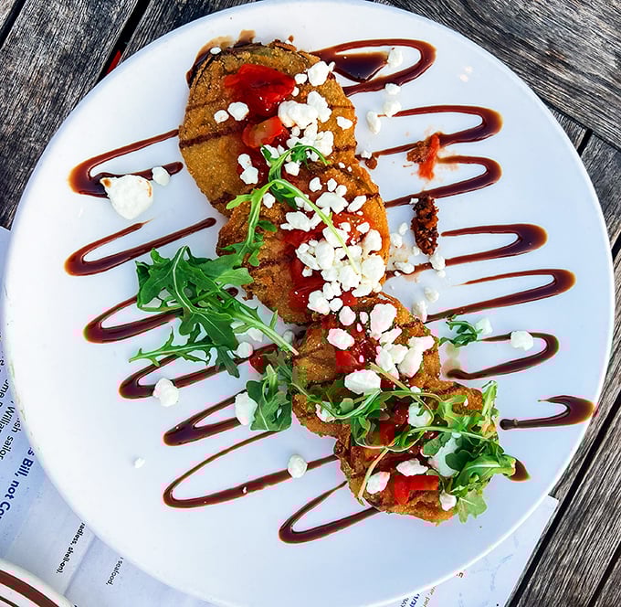 Fried green tomatoes dressed up fancier than a debutante ball &ndash; and twice as charming.