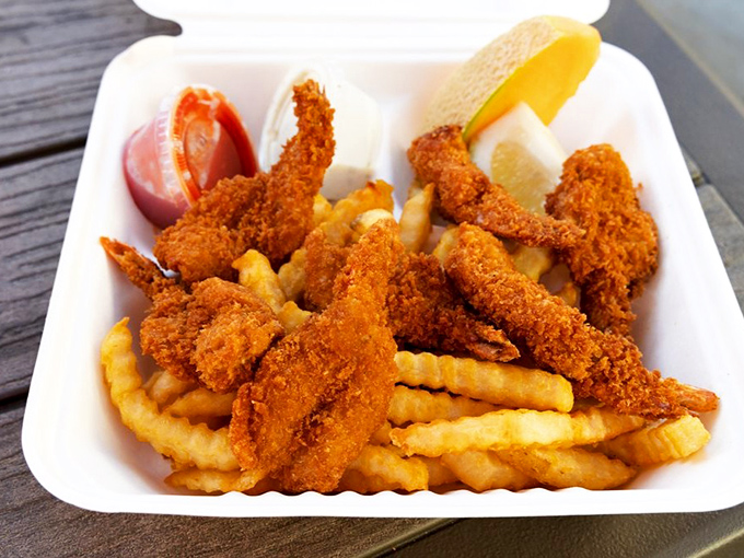 Golden-fried prawns that crunch like your favorite childhood memory, paired with fries that are merely their delicious co-stars.