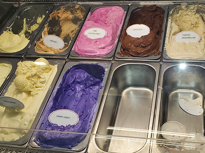 The gelato case at Presti's is like a painter's palette if the painter was obsessed with creating edible joy in flavors like cotton candy and grape.