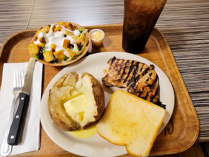 Grilled chicken that actually tastes like chicken should &ndash; juicy, flavorful, and without pretension. The butter-melting-on-Texas-toast situation is pure poetry.