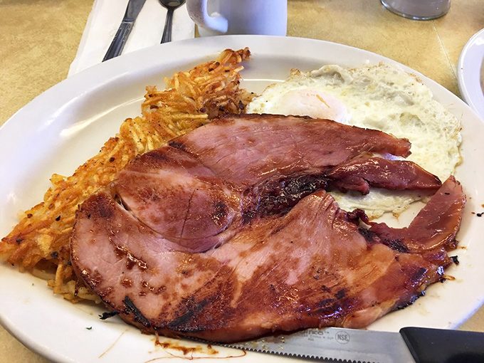 Ham steak that means business. None of that paper-thin deli stuff&mdash;this is the heavyweight champion of breakfast meats, with edges caramelized to sweet perfection.