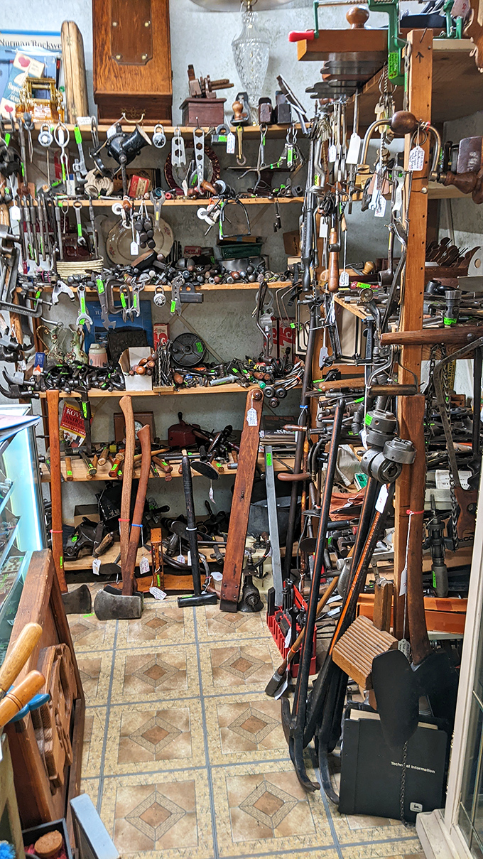 Tool heaven for the handy historian. Each rusty implement represents a problem solved by generations before YouTube tutorials existed.