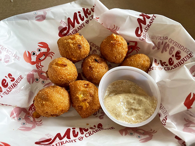These hush puppies aren't telling any secrets, but they might make you involuntarily moan with delight. Worth every crispy, golden calorie.