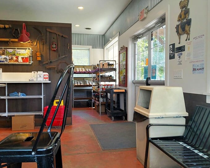 The farm store's rustic interior feels like stepping into your grandparents' pantry&mdash;if your grandparents were dairy wizards with impeccable taste.