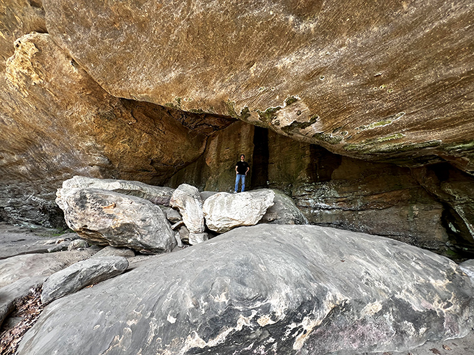 Standing beneath these massive rock shelters, you can't help but feel like you've discovered nature's own cathedral, complete with stone pews.