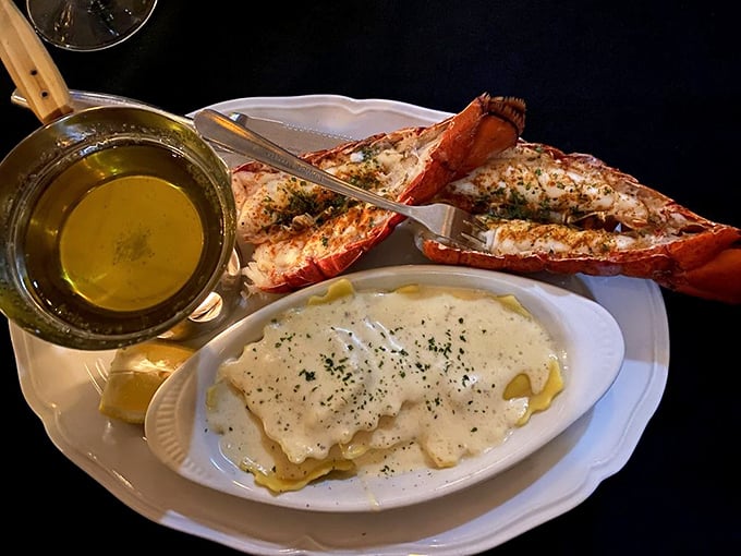 Split lobster tails and pasta draped in cream sauce&mdash;because sometimes Tuesday needs to feel like your birthday and anniversary combined.