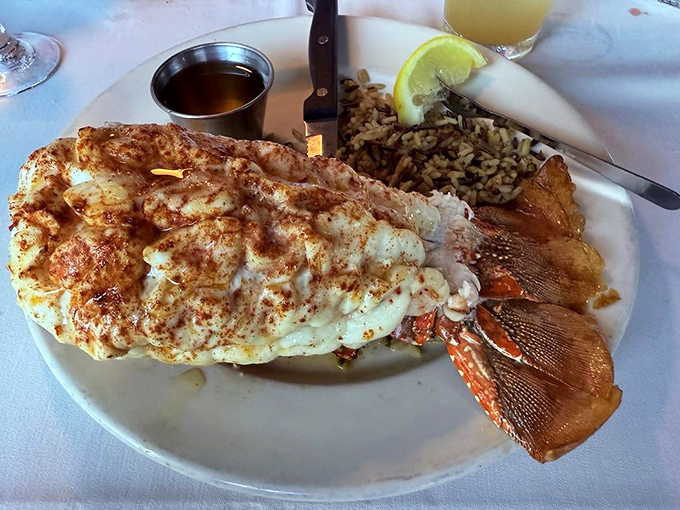 The lobster tail that launched a thousand return visits. Perfectly broiled and waiting to be dunked in that liquid gold butter.