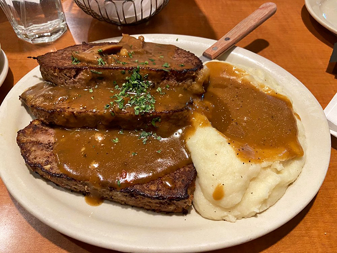 Meatloaf and mashed potatoes: the Fred Astaire and Ginger Rogers of comfort food, dancing together in perfect harmony under a waterfall of gravy.