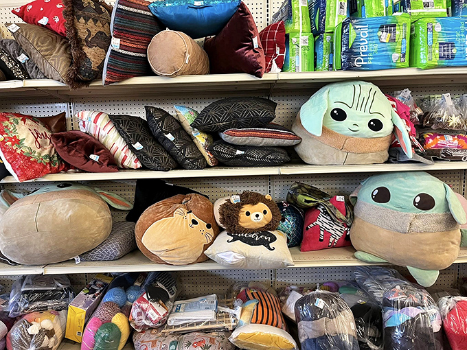 Stuffed animals waiting for their second chance at cuddles. That Baby Yoda plush has seen things&mdash;probably a marathon of Disney+ and someone's ugly crying.