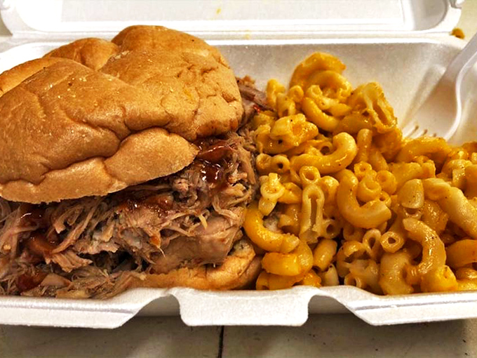The pulled pork sandwich – where smoke-kissed strands of pork meet pillowy bun in a relationship that was clearly meant to be.