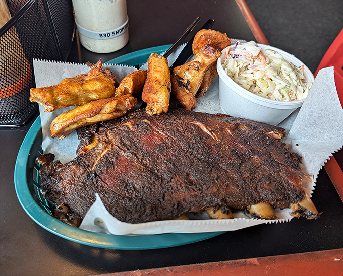 Not just ribs&mdash;a masterclass in smoke and fire. That bark speaks volumes about the pitmaster's dedication to the craft.