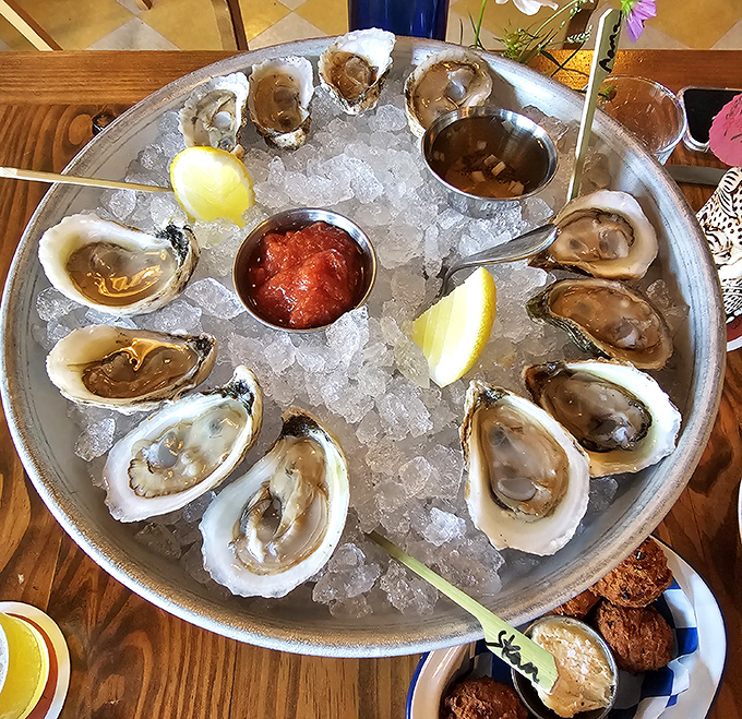Briny treasures on ice&mdash;these oysters arrive like jewels from the sea, ready to slide down with a squeeze of lemon and a dash of adventure.