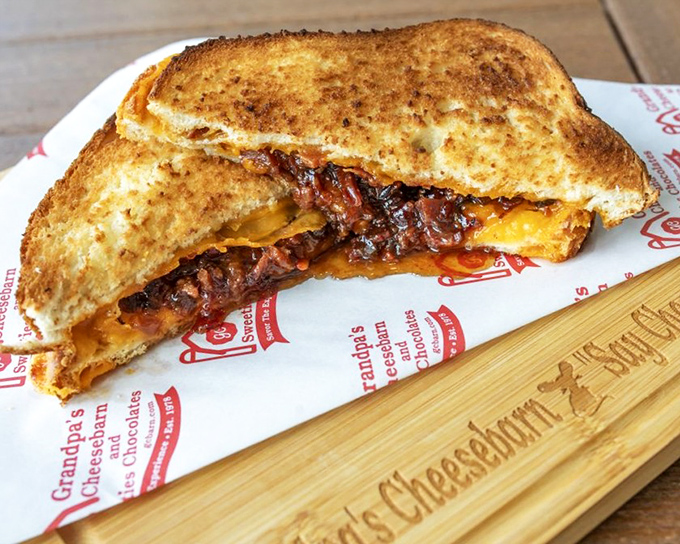 This isn't just a grilled cheese sandwich—it's what happens when bread meets cheese in a relationship counseled by Amish butter and homemade jam.