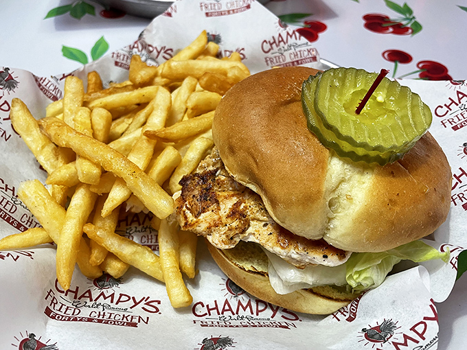 The chicken sandwich that makes you question your loyalty to all other sandwiches. That pickle on top? The crown jewel of a handheld masterpiece.