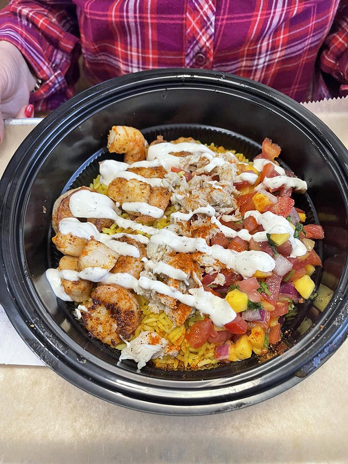 Behold the legendary Seafood Bowl&mdash;where shrimp, scallops, and that famous Greek sauce create a symphony that makes your taste buds stand and applaud.