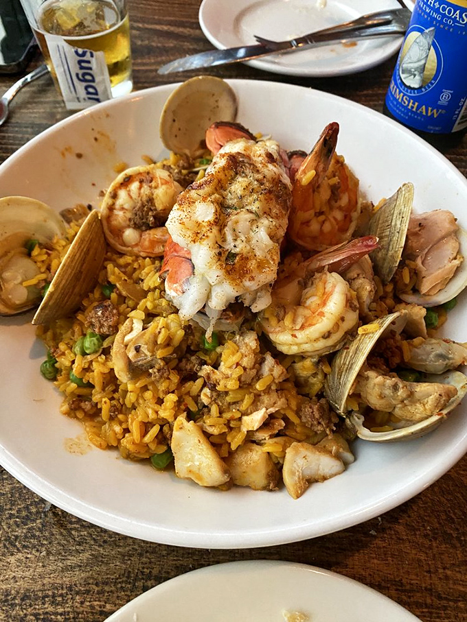 A seafood paella that's basically a beach party on a plate &ndash; everyone's invited to this flavor fiesta.