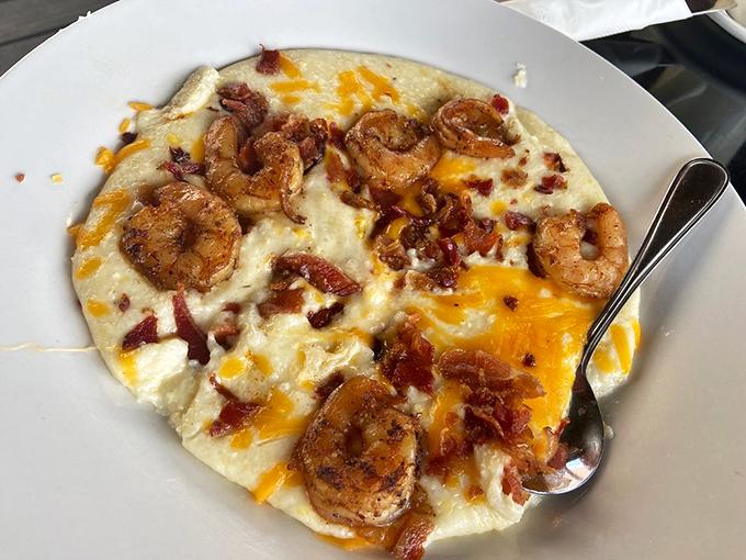 Shrimp and grits at Trip's proves that breakfast can be both comfort food and luxury &ndash; like wearing silk pajamas while watching Saturday morning cartoons.