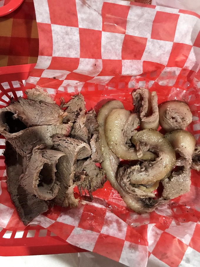 Brisket and green beans—a romance that rivals any Hollywood love story. The beans provide the perfect counterpoint to meat that's clearly been smoking for hours.