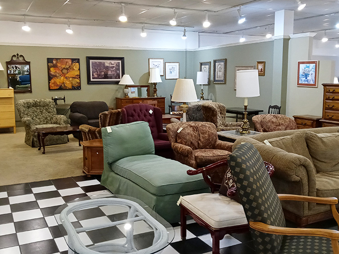 The furniture section feels like a living room time machine. That mint green chaise lounge? Perfect for your afternoon naps or dramatic fainting spells.