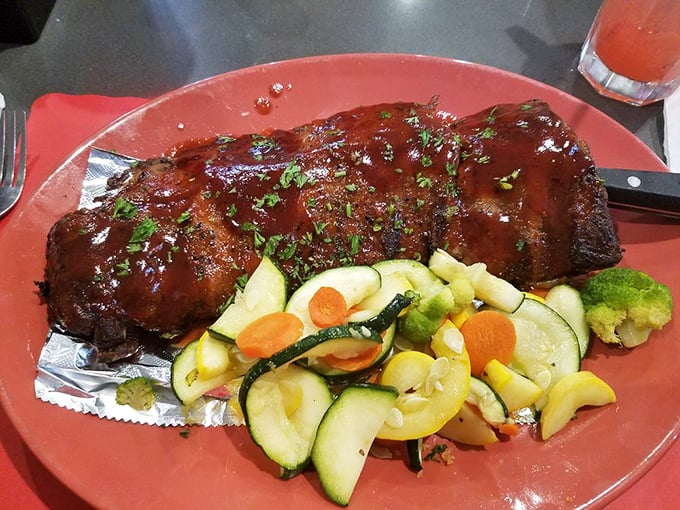 Barbecue ribs so tender they practically surrender to your fork, paired with vegetables that didn't come from the "sad side dish" playbook.