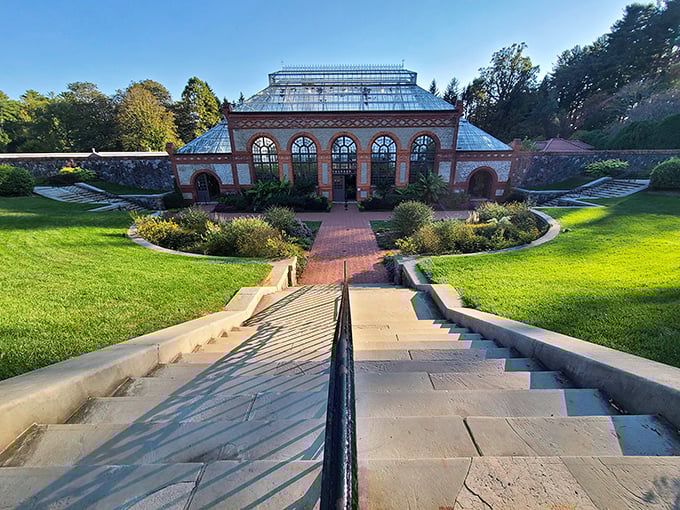 These grand steps lead to the conservatory like a botanical red carpet. Each one brings you closer to plant paradise&mdash;no acceptance speech required.