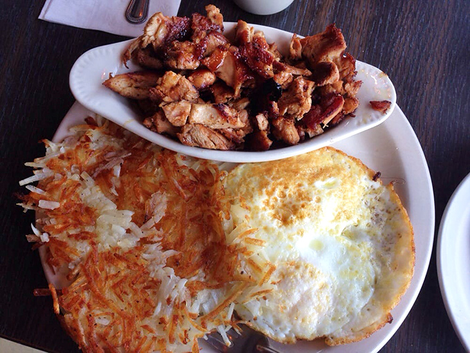 Crispy hash browns, perfectly cooked eggs, and teriyaki chicken that would make even a breakfast purist consider switching allegiance.