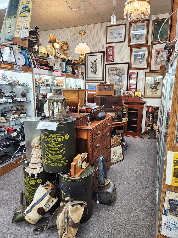 Military memorabilia, vintage radios, and forgotten tools from Wisconsin's industrial past. One booth can transport you through multiple American eras.