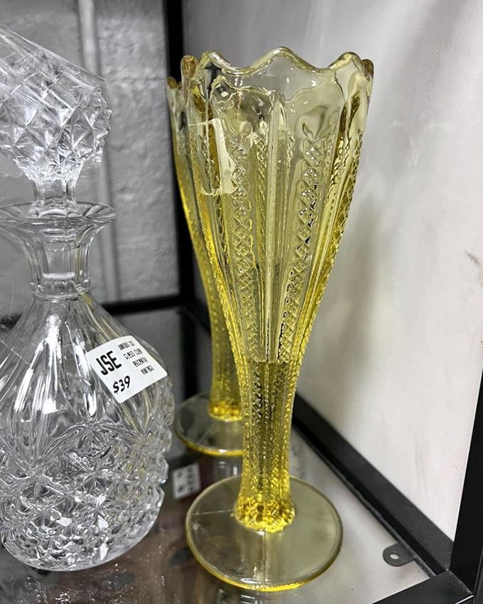 Vases that survived decades of design trends stand proudly together – that cobalt blue beauty practically begging to hold your farmer's market sunflowers.