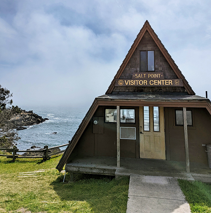 The A-frame visitor center looks like it was designed by someone who really committed to the 1970s aesthetic. Retro-cool meets practical information.
