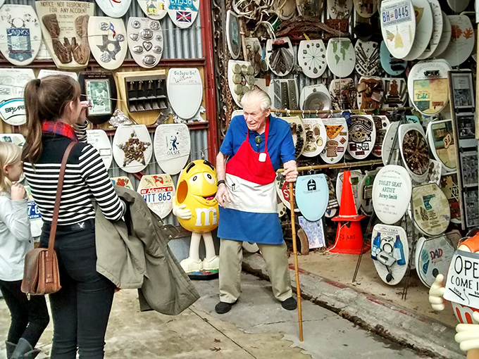 Passionate guides share the stories behind these unusual canvases. Their enthusiasm for toilet seat art is genuinely contagious.