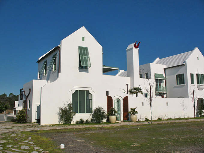 Alys Beach's striking white architecture creates a Mediterranean mirage on Florida's Gulf Coast.
