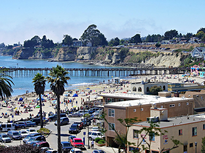 Capitola's colorful waterfront homes bring Mediterranean vibes to the California coast, creating the perfect backdrop for vacation memories.