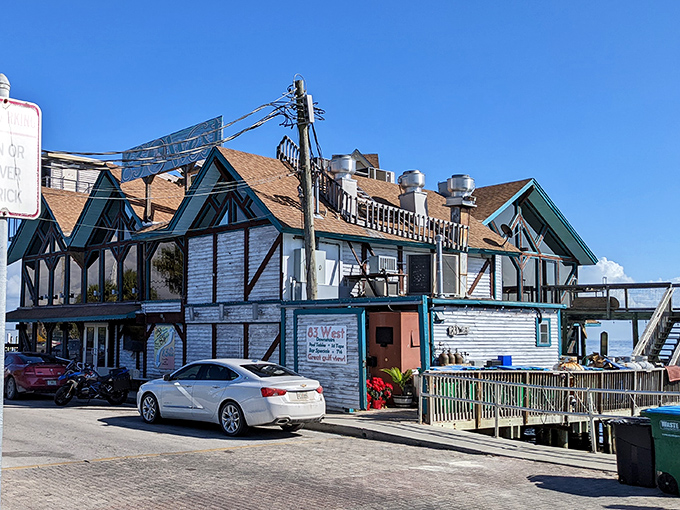Cedar Key's weathered charm floats on Gulf waters, where every building tells tales of storms survived.