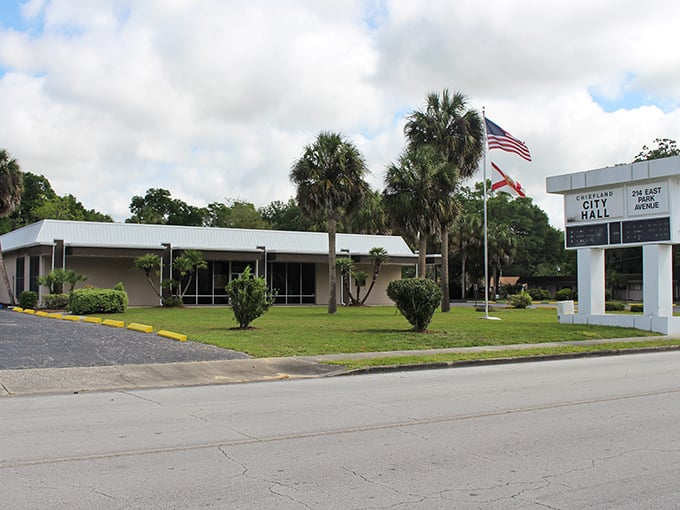 Chiefland's City Hall maintains small-town governance where property taxes remain lower than in Florida's more populated coastal areas.