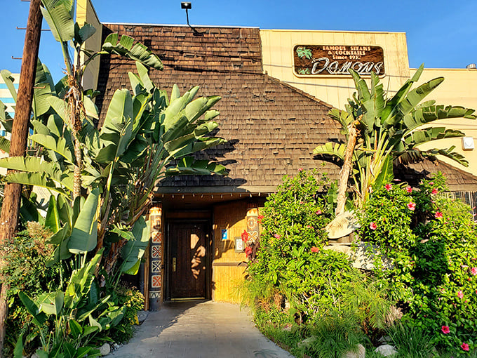 Damon's tropical exterior hints at Polynesian flair &ndash; unexpected paradise for serious steak enthusiasts everywhere.