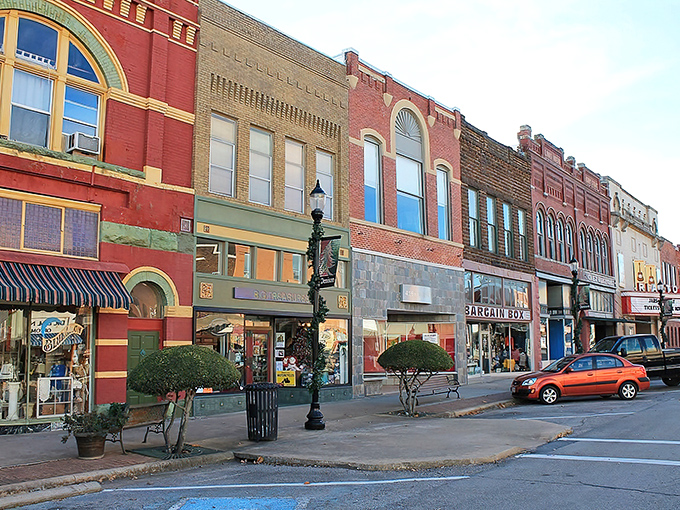 Downtown Denison's colorful buildings stand shoulder to shoulder, like old friends who've weathered a century together.