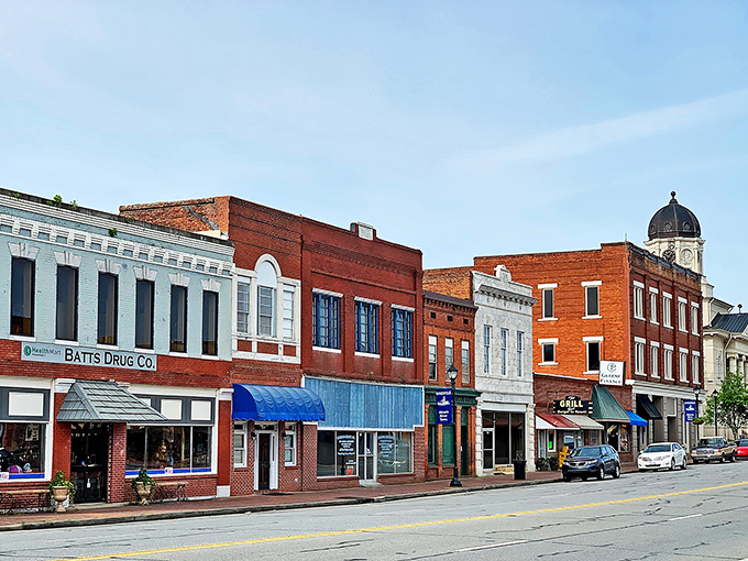 Main Street America alive and well in Enduring Farmlands country. These brick buildings have seen more history than your history teacher!