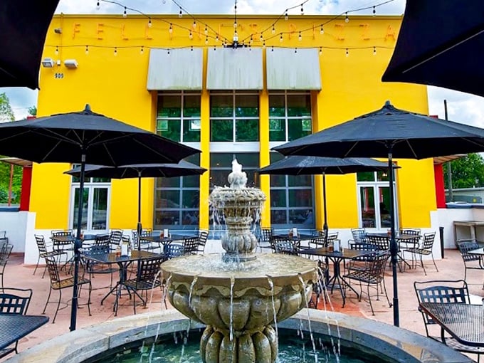 Fellini's bright yellow exterior is basically sunshine you can eat, with a fountain for wishes.