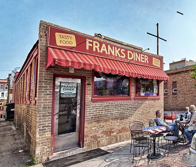 Frank's Diner: This unassuming brick building houses Kenosha's breakfast royalty&mdash;where "Tasty Food" isn't just a sign, it's a guarantee.