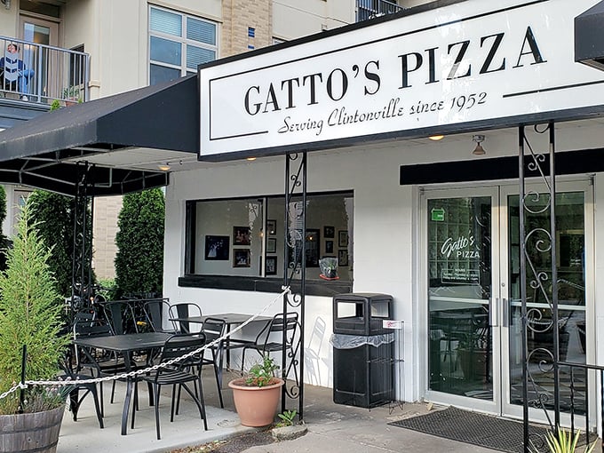 Gatto's Pizza: The sleek, minimalist storefront says, "We've been too busy perfecting our pizza to redecorate since the Kennedy administration."