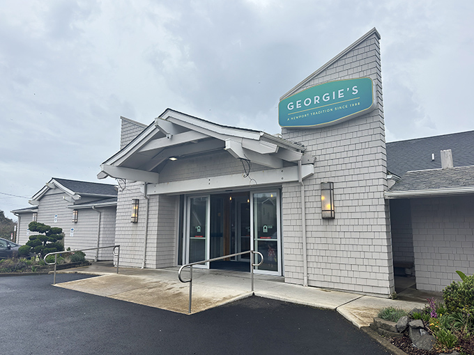 Georgie's crisp white exterior and welcoming entrance promise a seafood experience that's a cut above your average fish shack.