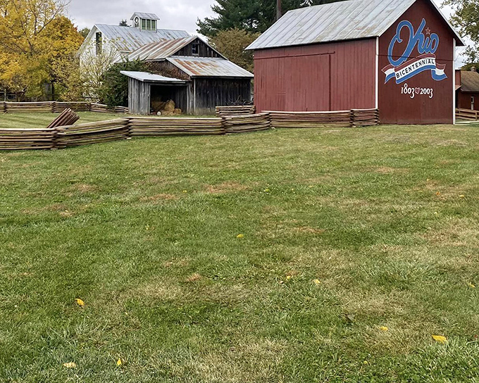 Historic buildings and rustic barns at Lyme Village showcase the progression from humble beginnings to Victorian grandeur—Ohio's version of a "glow-up."