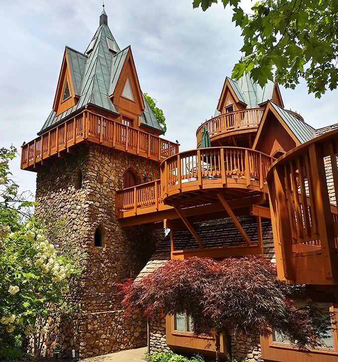 Landoll's Mohican Castle emerges from the trees like a woodland fairy tale. No glass slippers required for this enchanted getaway!