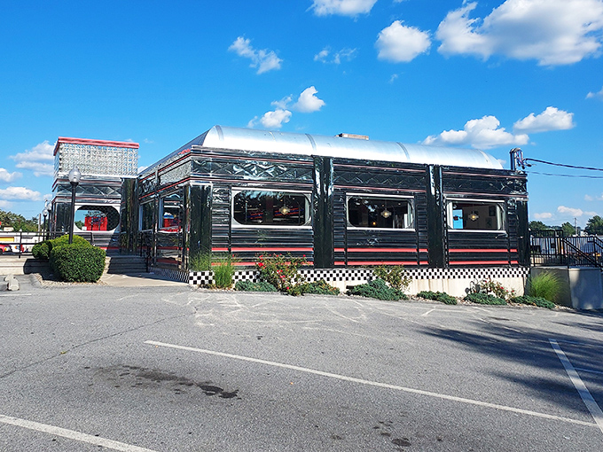 "Shining like a chrome dream in Schuylkill Haven. This metallic beauty serves comfort food that hugs you from the inside."