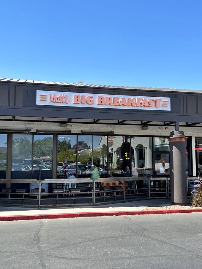 Matt's Big Breakfast keeps it simple outside so they can focus on the magic happening on your plate inside.