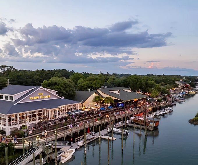 Murrells Inlet's waterfront dining scene offers sunset views that make even mediocre food taste spectacular (though the food's fantastic too).