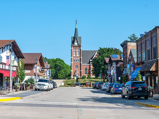 New Glarus greets visitors with colorful Swiss-inspired buildings that make you wonder if you've somehow crossed the Atlantic without noticing.